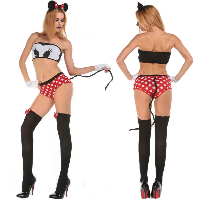 Wholesale New Sexy Mouse Costume Cute Mouse Headwear Etc 5 Pieces Minnie Mouse Costume Women