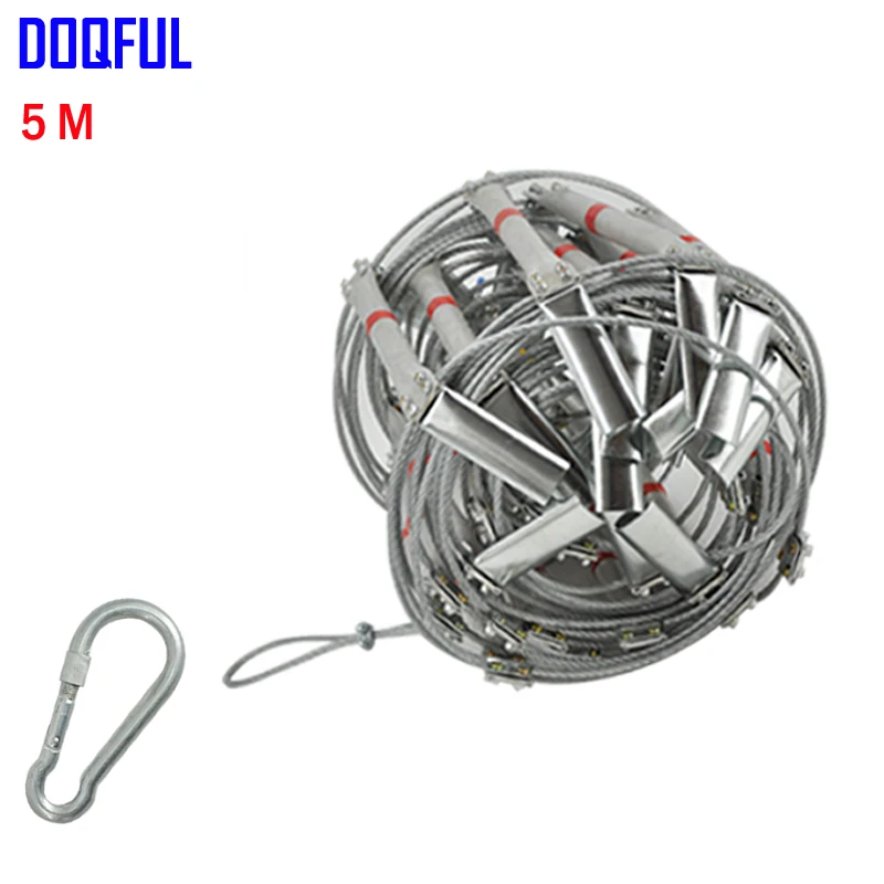 5M Fire Escape Ladder 17FT Folding Steel Wire Rope Ladders Aluminum ...