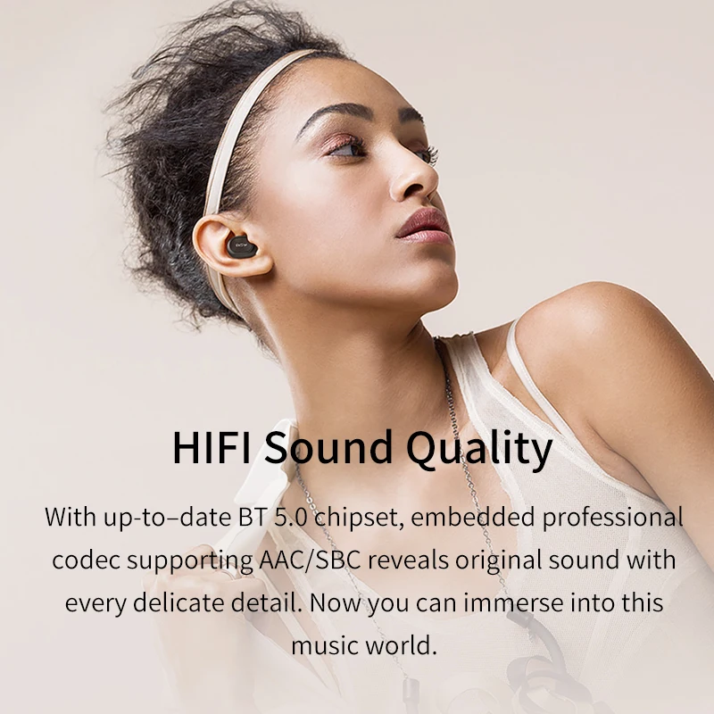 QCY QS1 T1C Mini Dual V5.0 Wireless Earphones Bluetooth Earphones 3D Stereo Sound Earbuds with ...