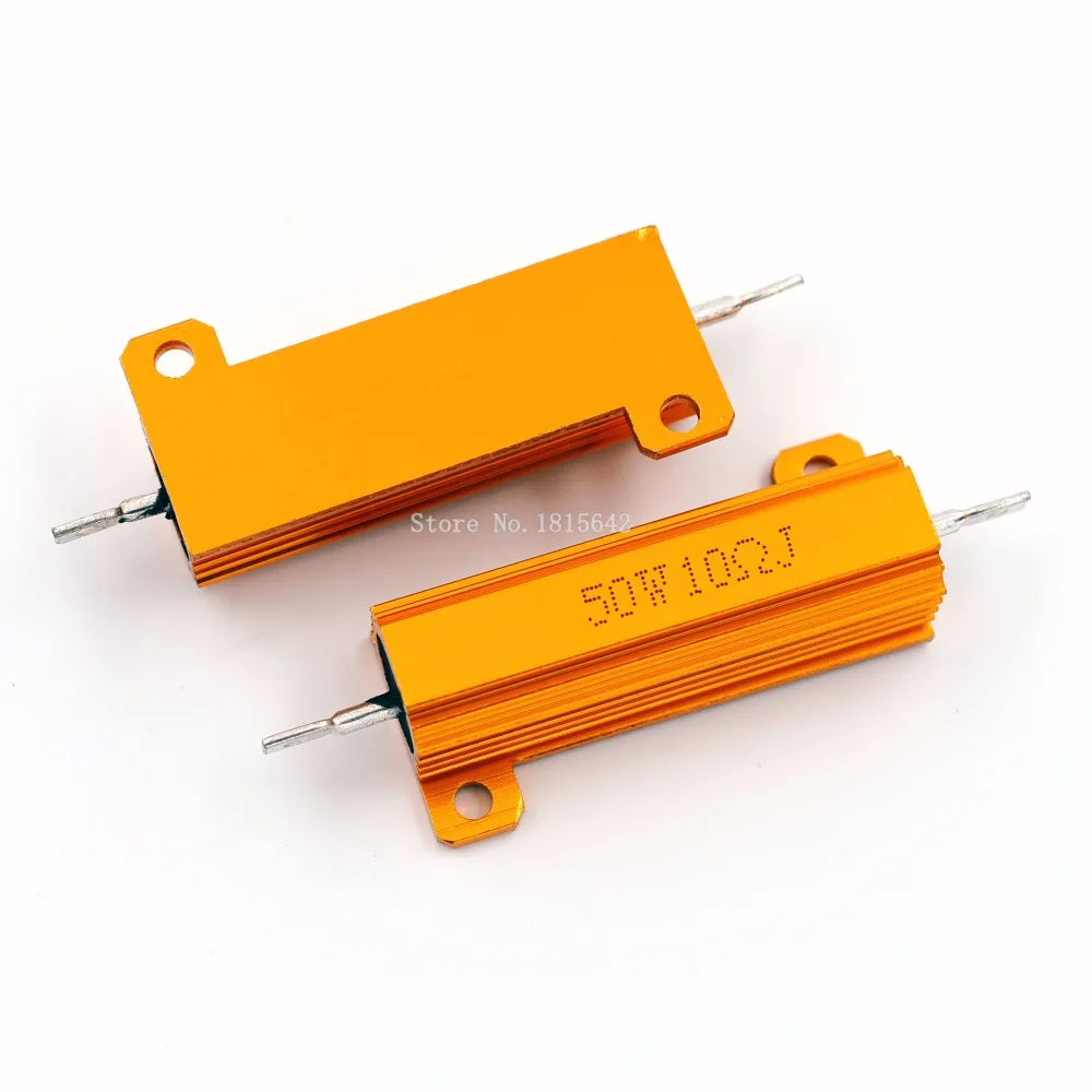 RX24 50W 10R 10RJ Metal Aluminum Case High Power Resistor Golden Metal ...