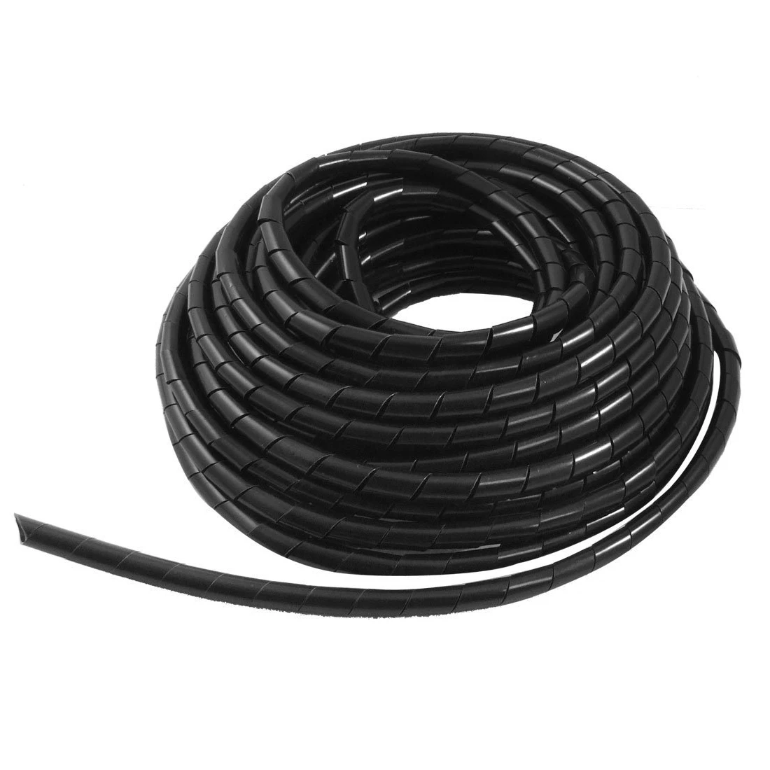 Black 8mm Outside Dia 12M Polyethylene Spiral Cable Wire Wrap Tube in black-8mm-outside-dia-12m-polyethylene-spiral-cable-wire-wrap-tube-in