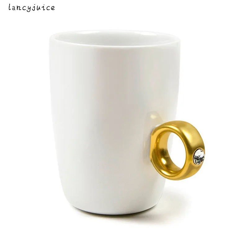 Creative diamond ring cup Novelty Ring Mug Couple ceramic Cup Bone ...