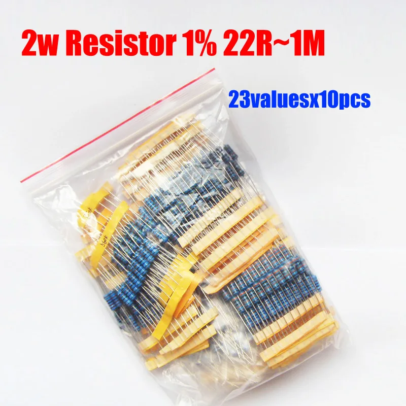 2W Resistor 23valuesX10pcs=230pcs 22R~1M Metal Film Resistor Kit ...