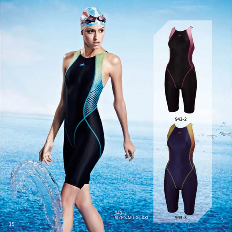 Yingfa women one piece performance sharkskin swimsuit sport, kneeskin ...