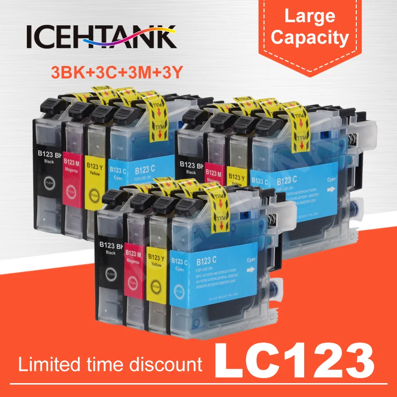 Icehtank Lc123 Ink Cartridge For Brother Lc 123 Lc-123 Xl Printer ...