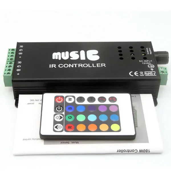 Music Sound Sensor RGB IR Controller 12V DC 10A 144w for Led Strip ...