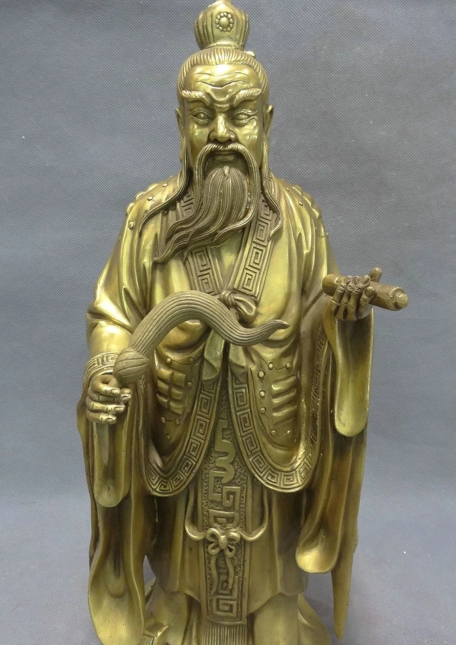 16" China Pure Brass FengShui Taoism Taoist Priest Lord Lao Zi God ...