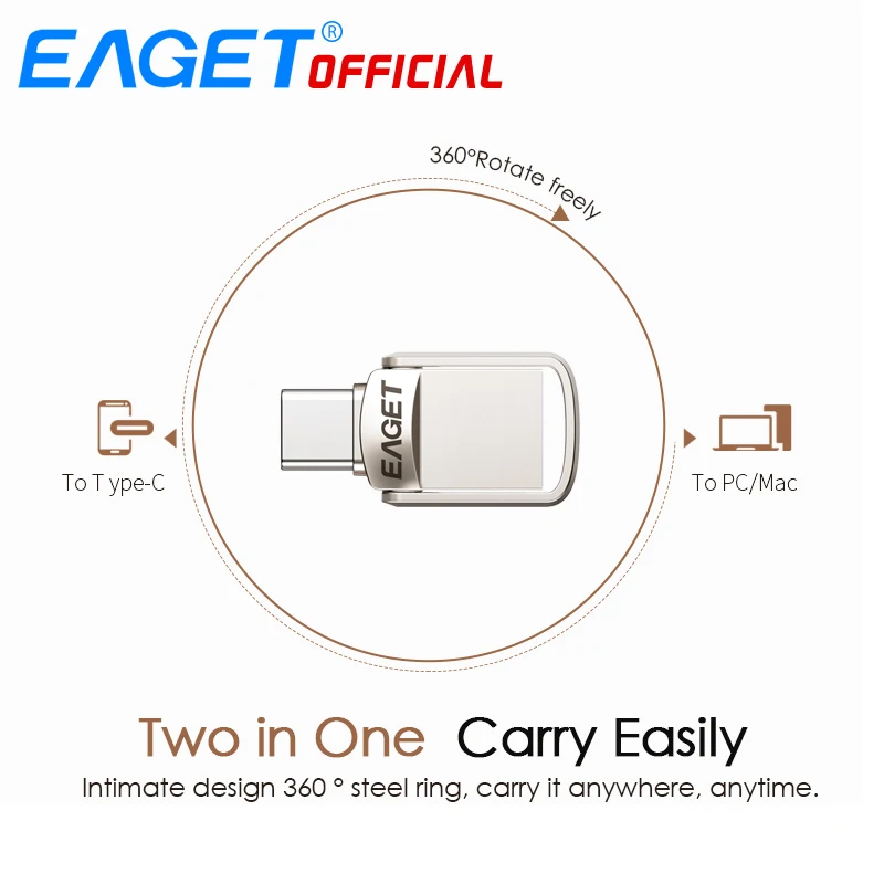 EAGET Type C USB Флешка 16GB USB 3.0 Флешка 32GB 64GB 128GB Флешки USB ...