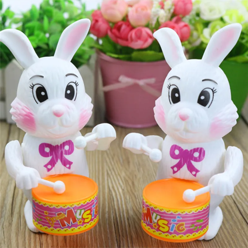 Funny Wind Up Toys Clockwork Cartoon Rabbit Drumming Kids Toys Learning ...