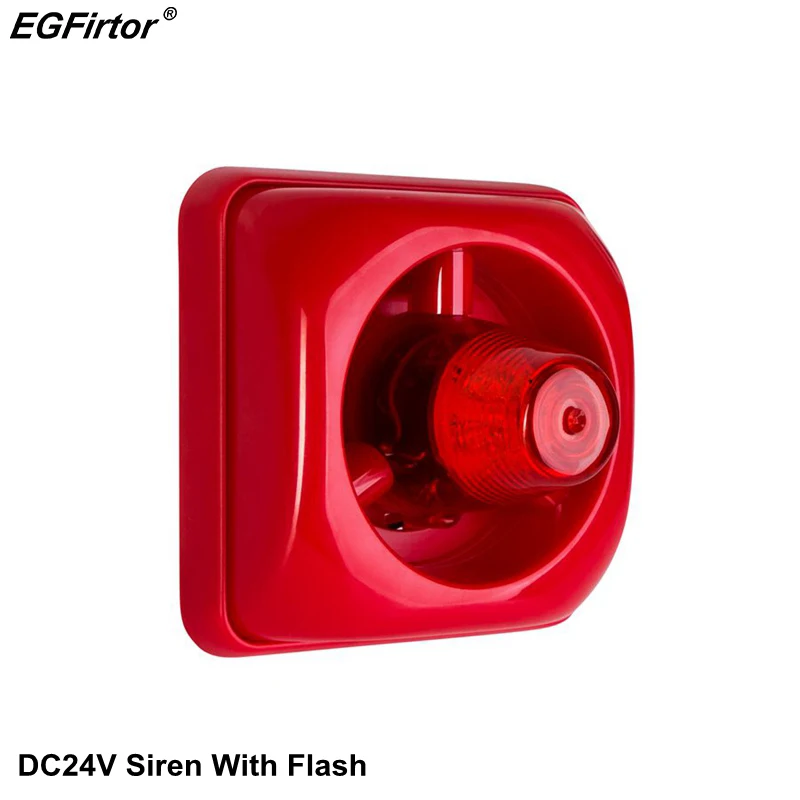 Security Alarm Dc24v Alarm Siren With Flashlight 100db Sounder Fire ...