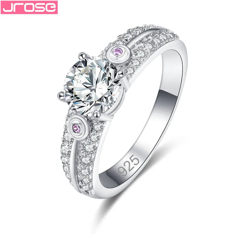 JROSE 여성을 위한 패션 AAA 라인석 주얼리 웨딩 약혼 반지, 스털링 실버 925 주얼리 빈티지 Bague|반지| - AliExpress