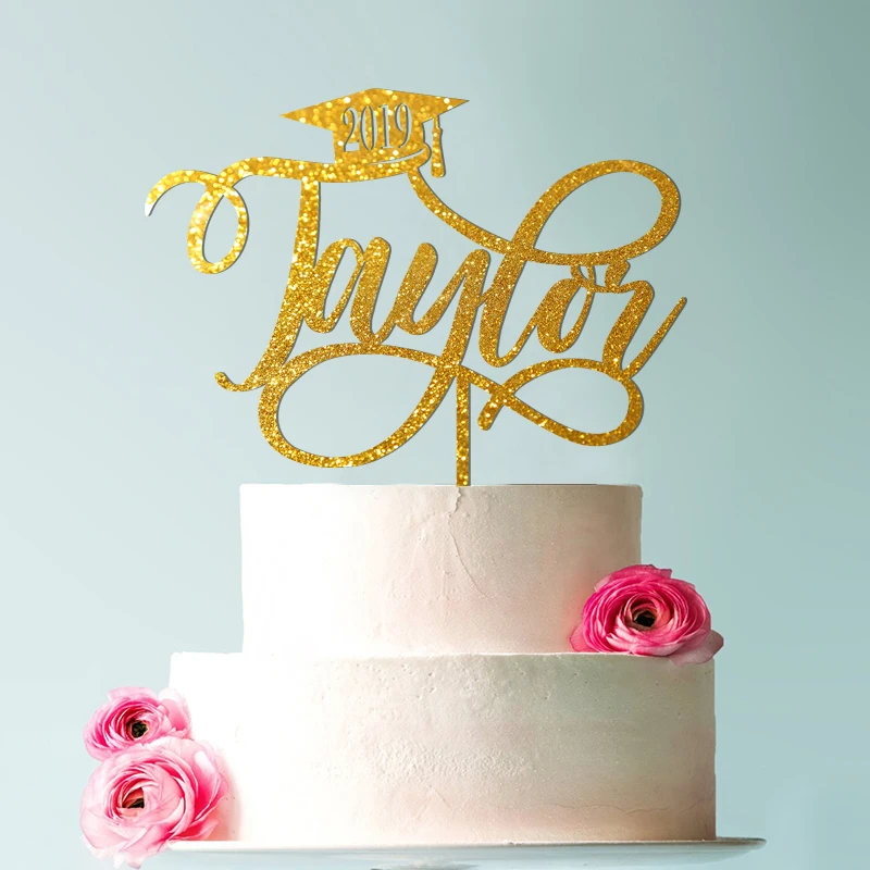 Gold Graduation Cake Topper, Grad Cake Topper, Graduate Decoration ...