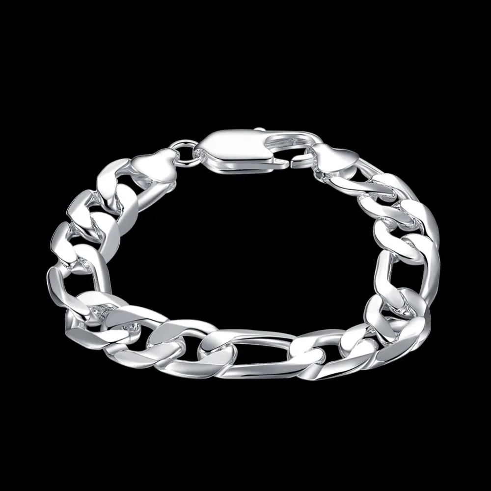 925 silver side swing bracelet male foreign trade 12M three simple one ...