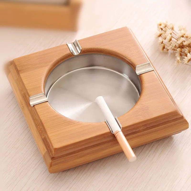 Bamboo Ashtray Creative Personality Ashtray Household Modern Stainless ...