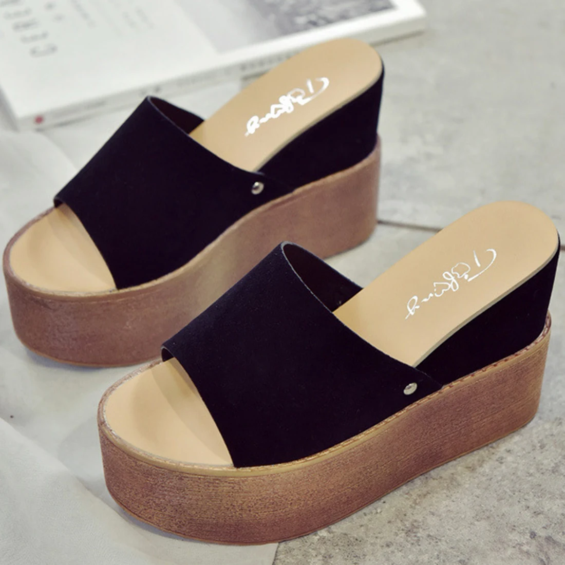 Hot Sale Soild Wedge Platform Slippers Women Summer Shoes High Heels ...