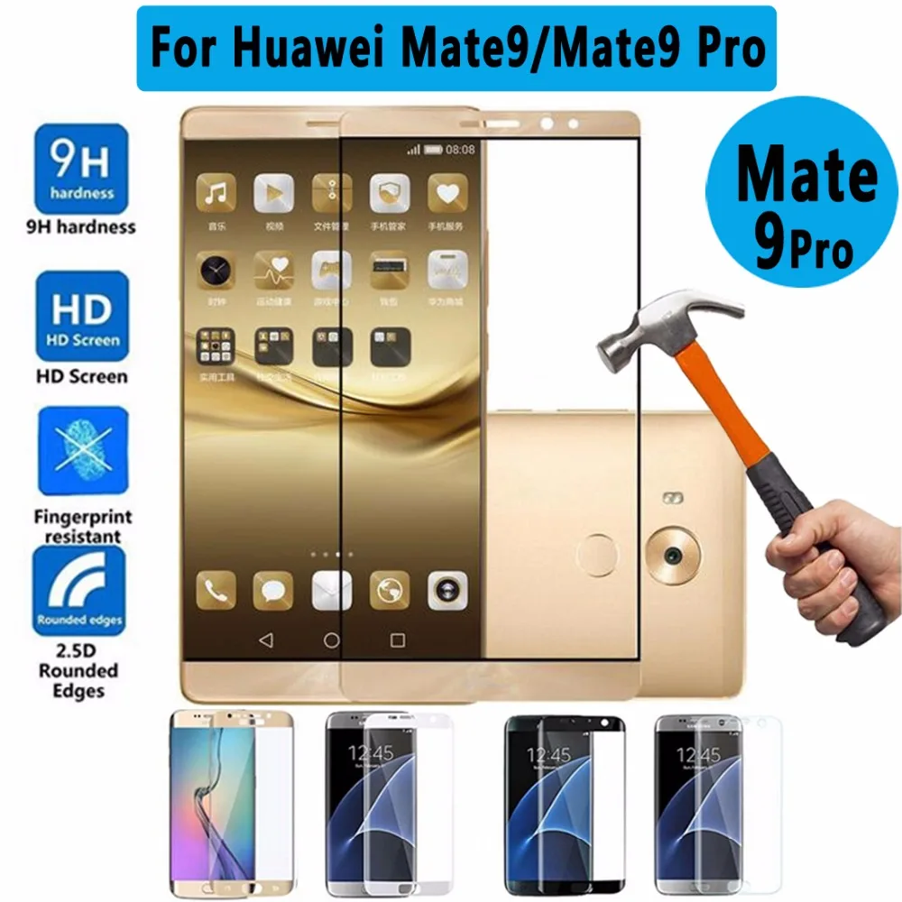 0.2mm 3D curvado protector de pantalla para Huawei mate 9 Pro vidrio templado cobertura completa ...