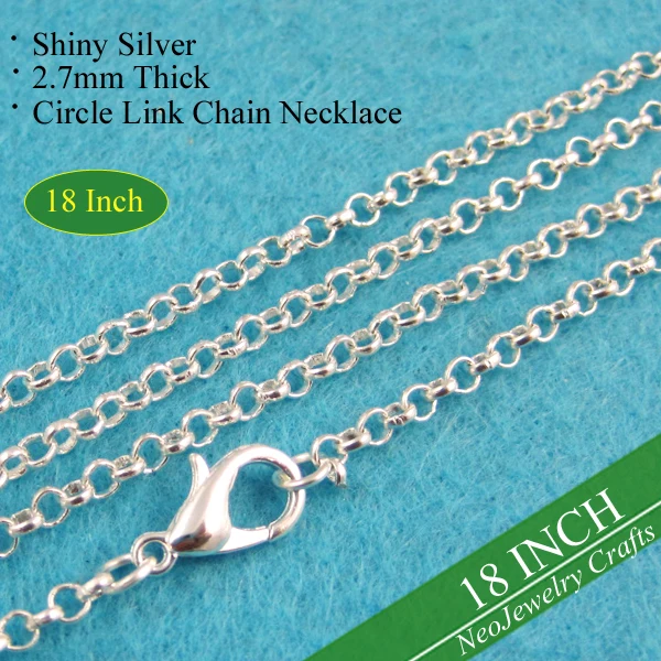 100 pcs 18 Inch Silver Rolo chain, 18'' Silver Chain Neckalace, 45cm ...