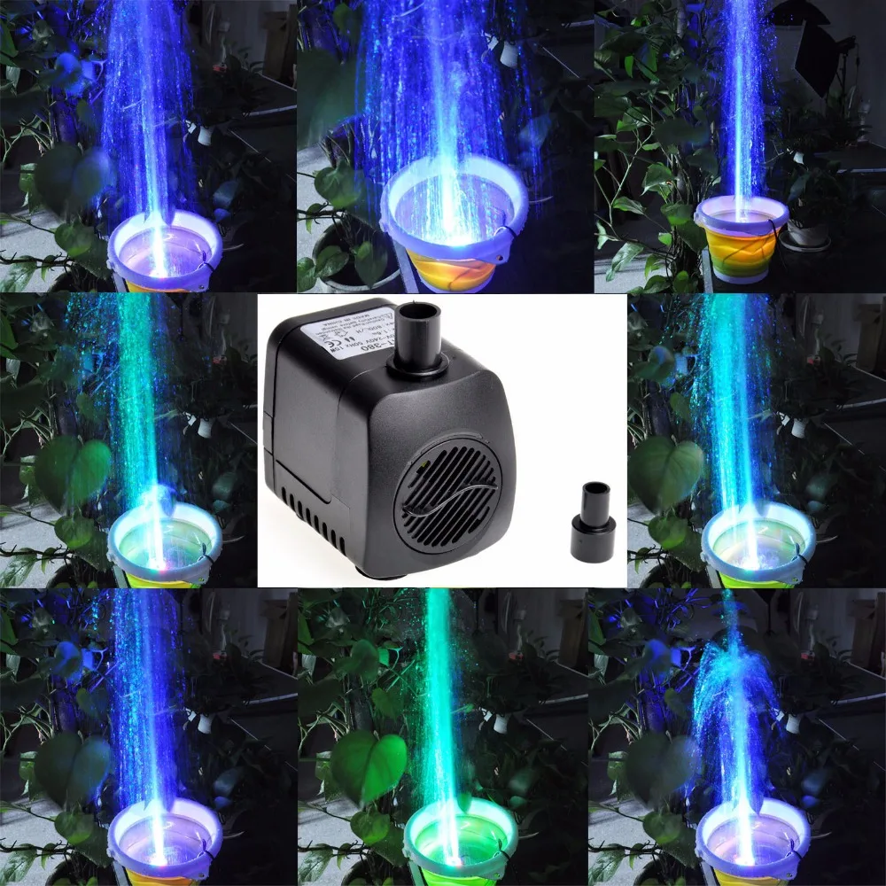 LED Light Submersible Water Pump Aquarium KOI Fish Pond Fountain Sump ...