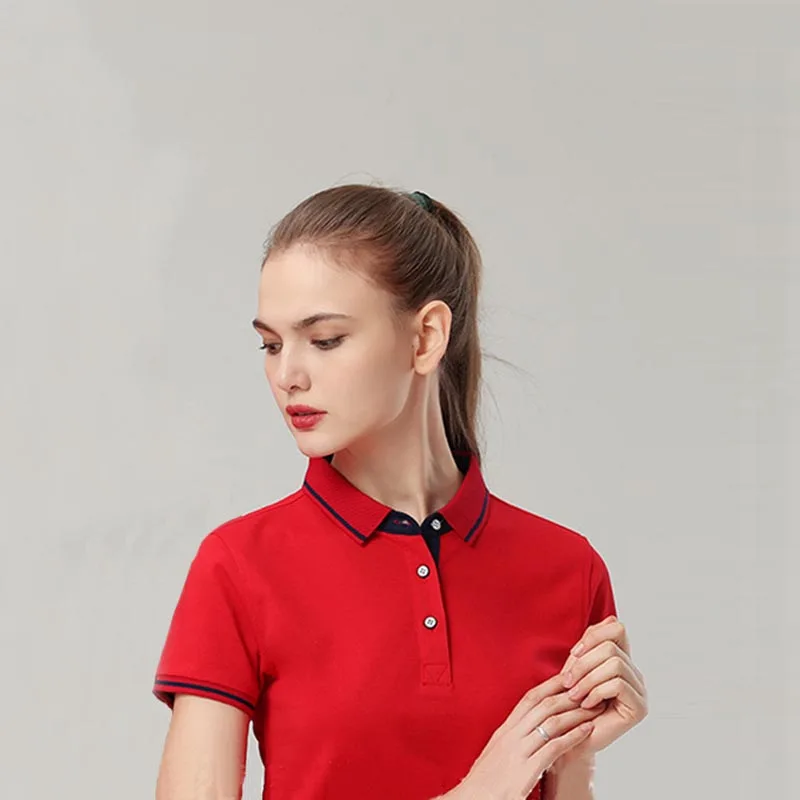 Casual Polo Women New Short Sleeve Slim Polos Mujer Black White Red ...
