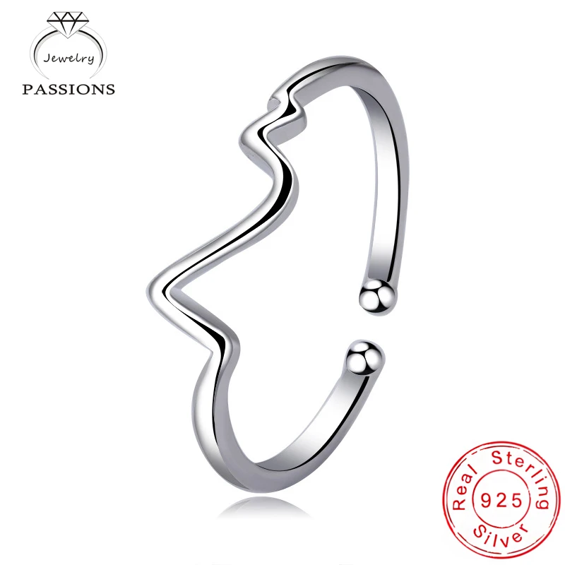 New Fashion Trend Personality 925 Sterling Silver V Shape Wave Rings ...