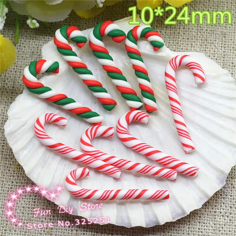 Red Green and White Christmas Candy Polymer Clay Cabochon Cabochons ...
