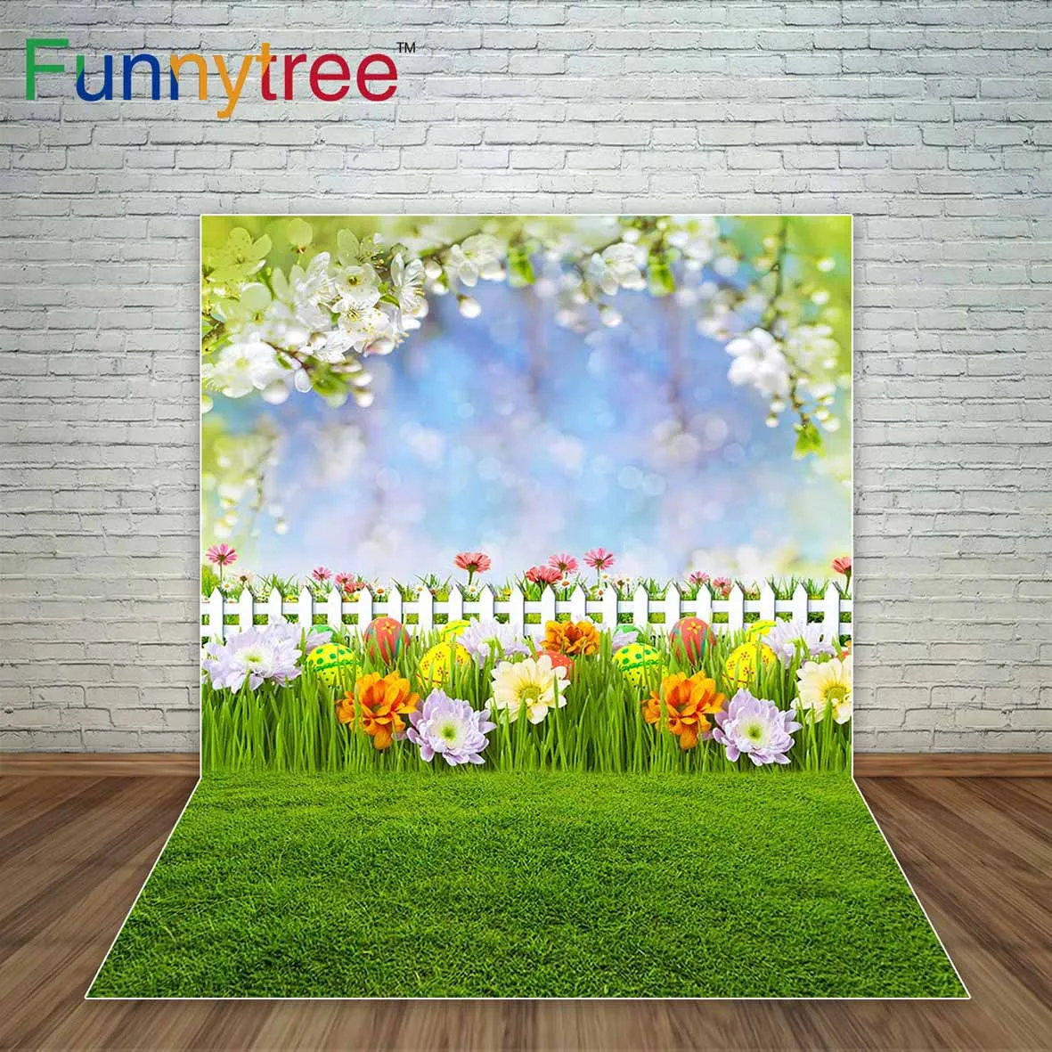 Spring Easter Backdrop Bokeh Shiny dots flowers meadow children's ...