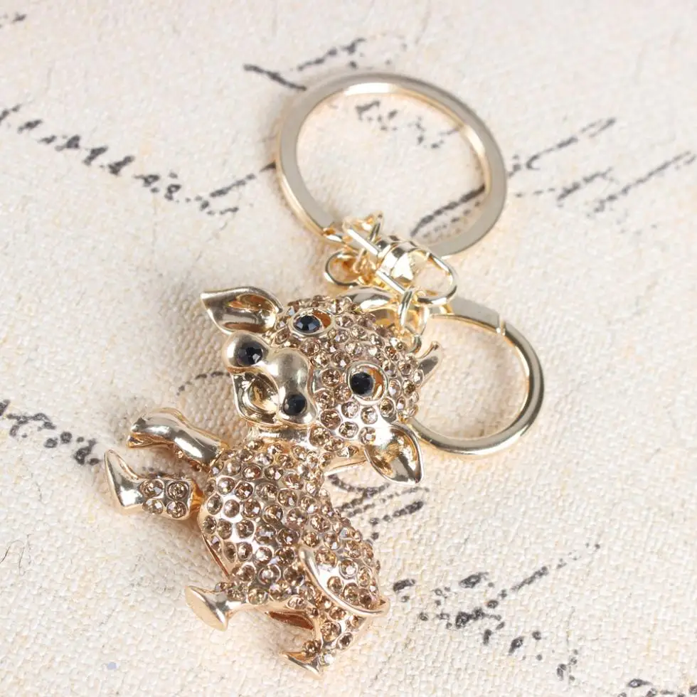Cute Cow Crystal Rhinestone Key Ring - styloclubs.com
