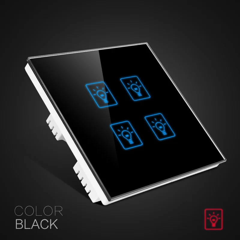 86 type New design Tempered Glass Face Touch Control Wall Switch with 4 ...