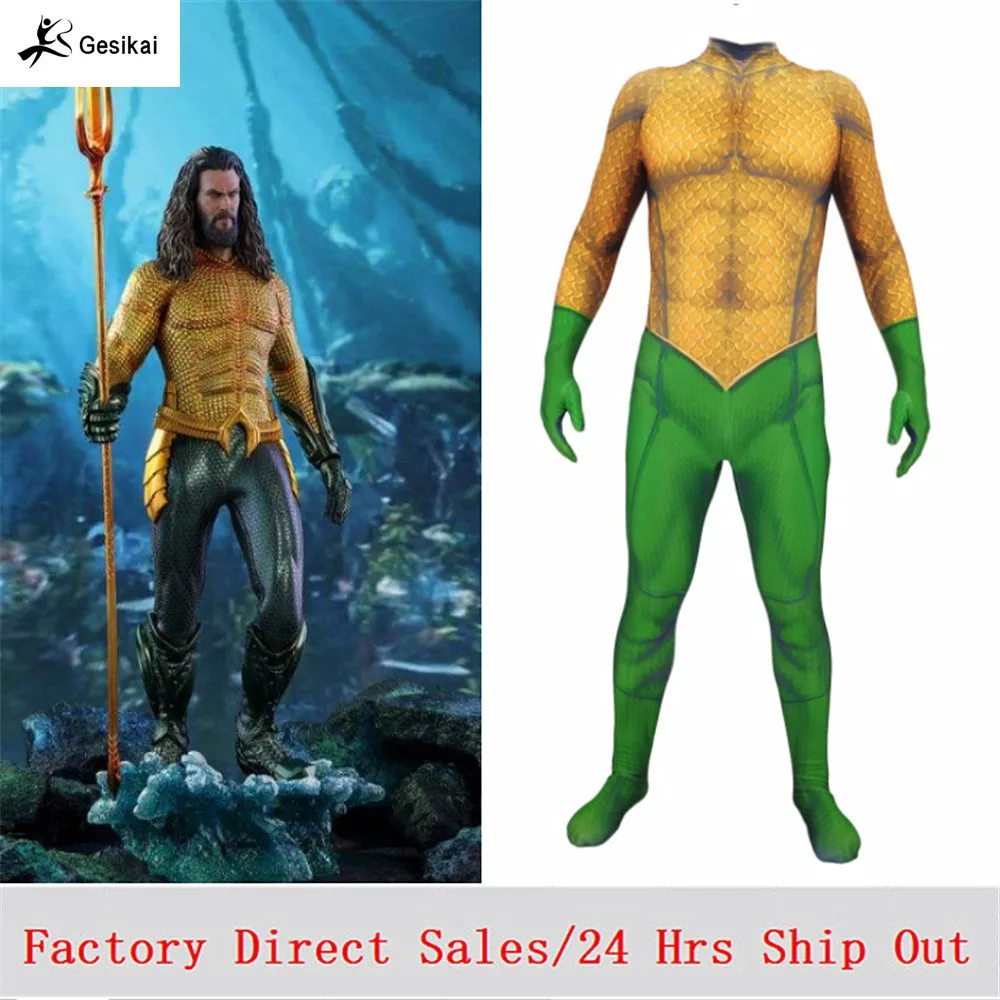 Aquaman Cosplay Costume Adult Kids Costume Superhero Arthur Curry ...