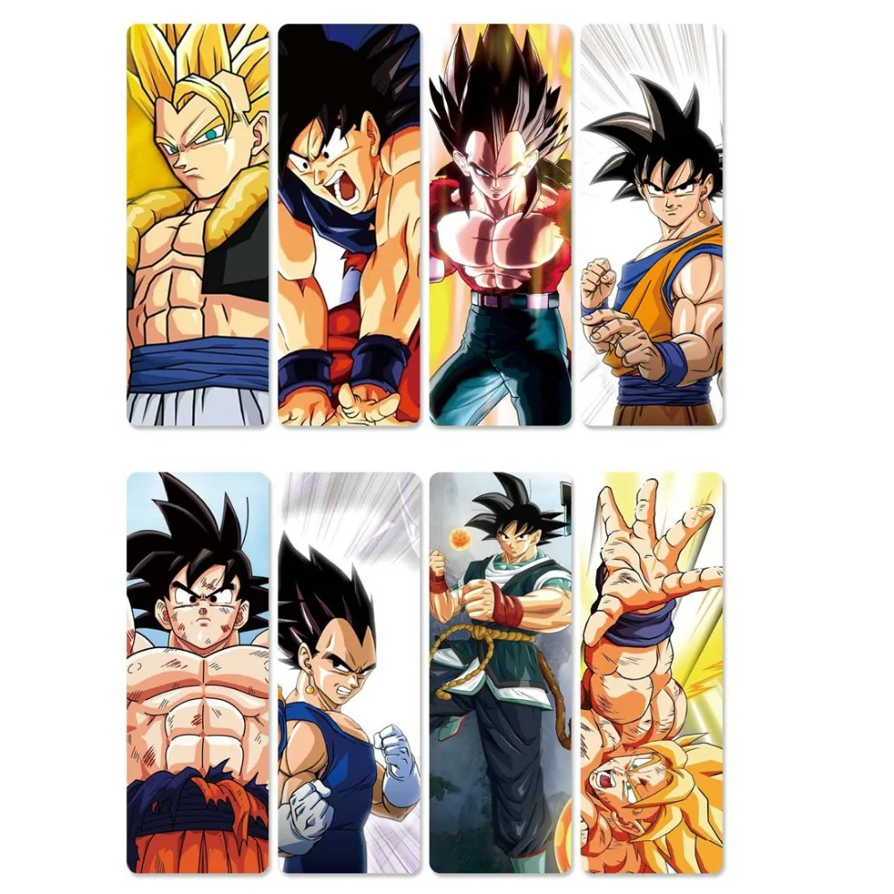 8pcs Dragon Ball GOKU Vegeta Anime Bookmarks Waterproof Transparent PVC ...