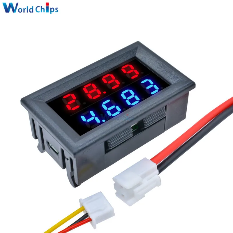 Red Blue 4bit Dual LED Display DC100V/200V 10A Digital Voltmeter ...