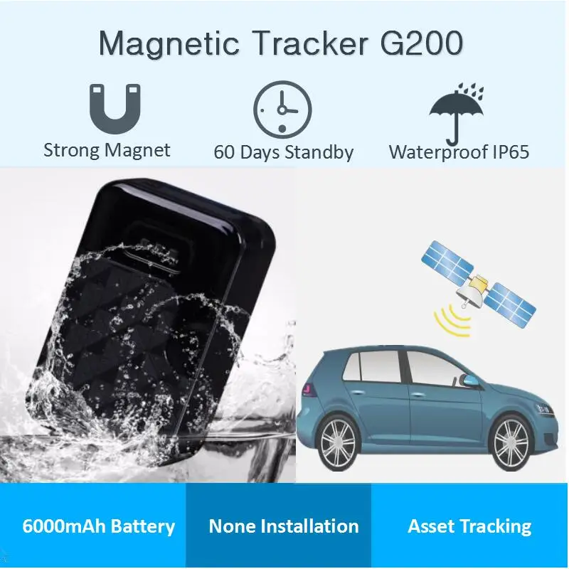 Wireless Car GPS Tracker G200 Super Magnet WaterProof Vehicle GPRS ...