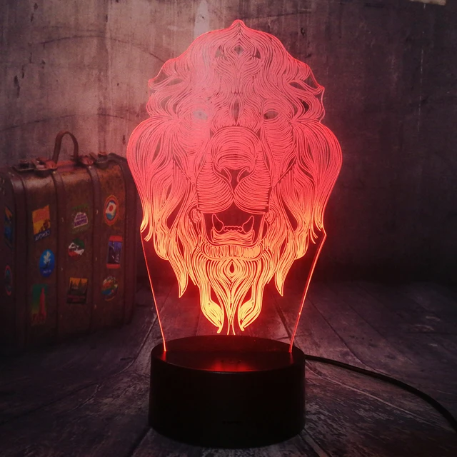Aliexpress.com : Buy Animal Lion Cool 3D LED Night Light USB RGB Desk ...