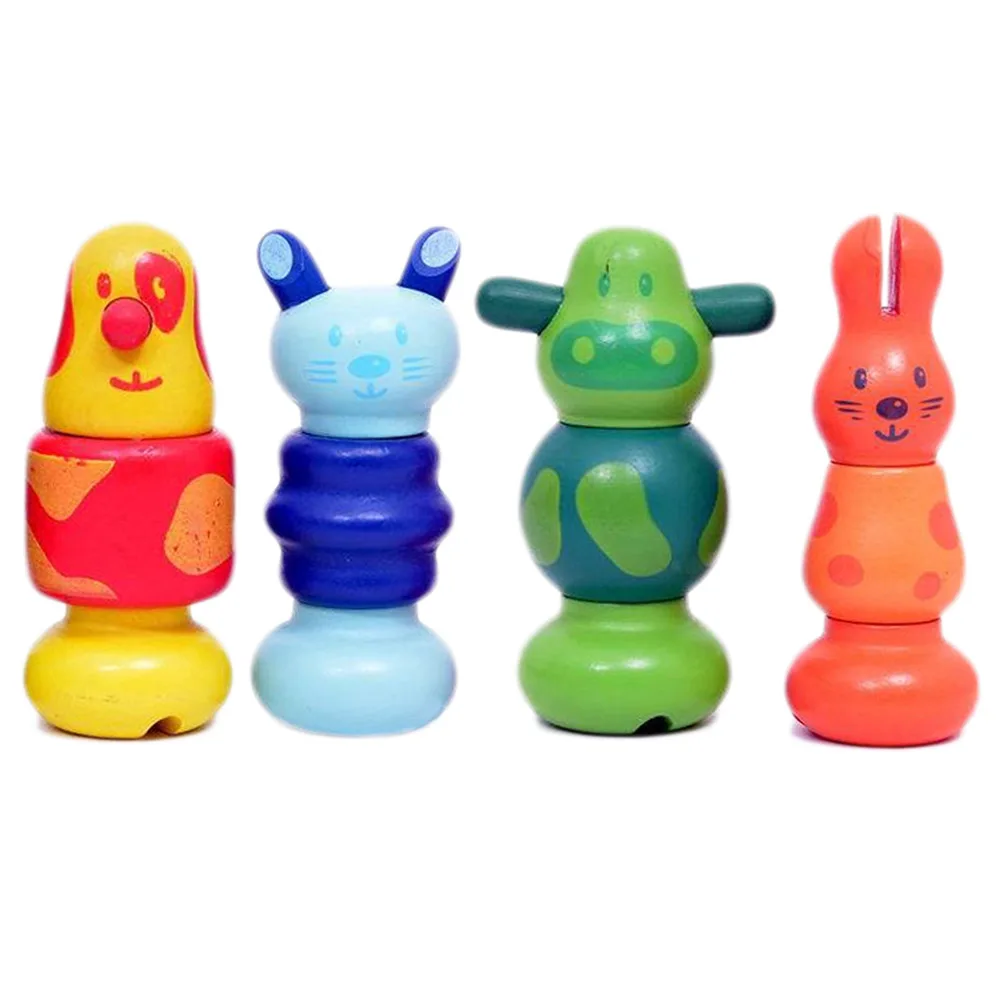 1 pc Children's Wooden Educational Toys Cute Animal Dolls Screw Nut ...