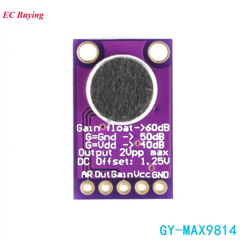 MAX9814 Electret Microphone Amplifier Board Module MIC Auto Gain Max ...
