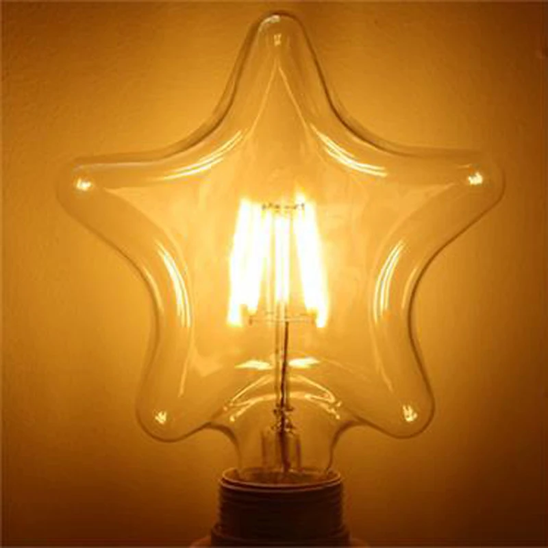 Led Light Bulbs Filament 4W 120/220V E27 Base Retro Edison Lamp Star ...