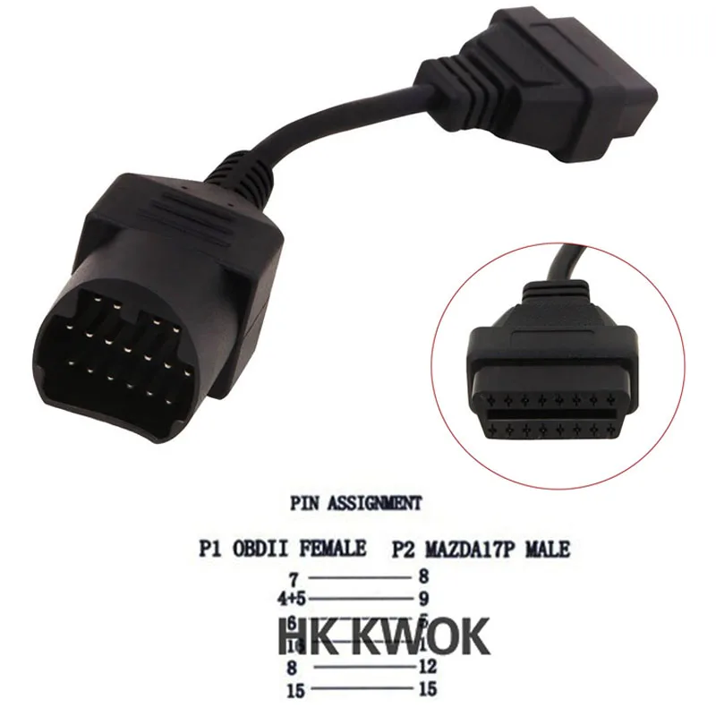 OBD 2 Cable for Mazda 17 Pin OBD2 OBD II Cable to 16 Pin Connector ...