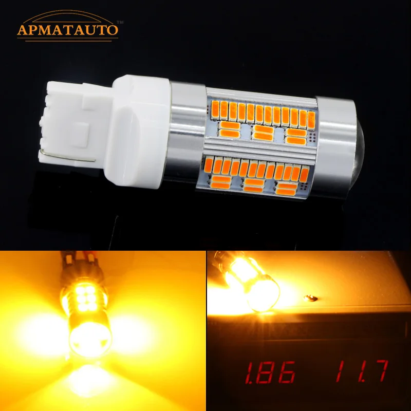 2x Canbus No Hyper Flash Amber Yellow 7440 W21W WY21W T20 LED ...