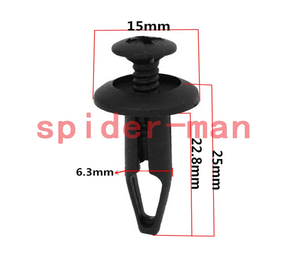 30pcs 6.3mm Hole Car Front And Back Fender Retainer Fastener Rivets ...