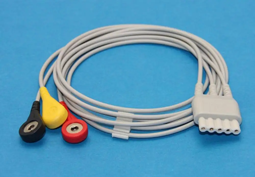 Holter cable HongRunDa 3 lead ECG leadwire set 5 Leads holter ECG Cable ...