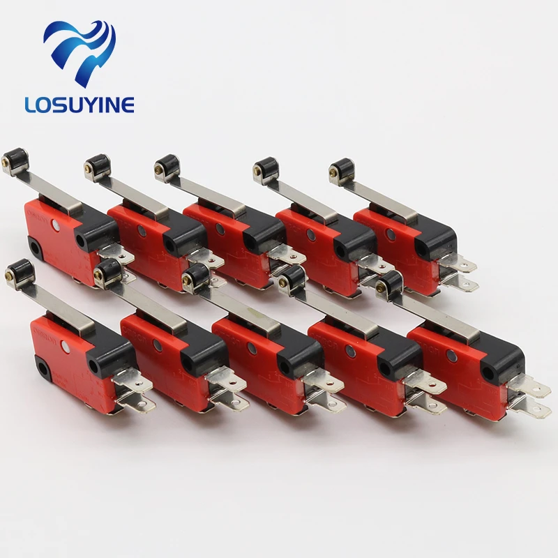 IMC Hot 10 Pcs Micro Limit Switch Long Hinge Roller Lever Arm Snap ...