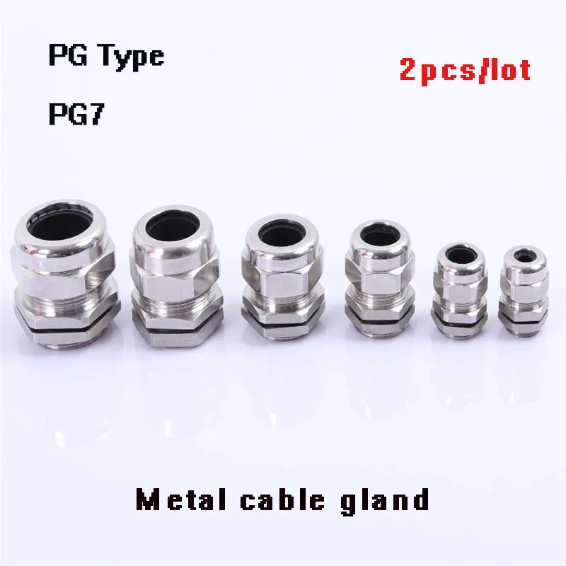 2psc-PG7-Nickel-Brass-Metal-IP68-Waterproof-Cable-conduit-Glands ...