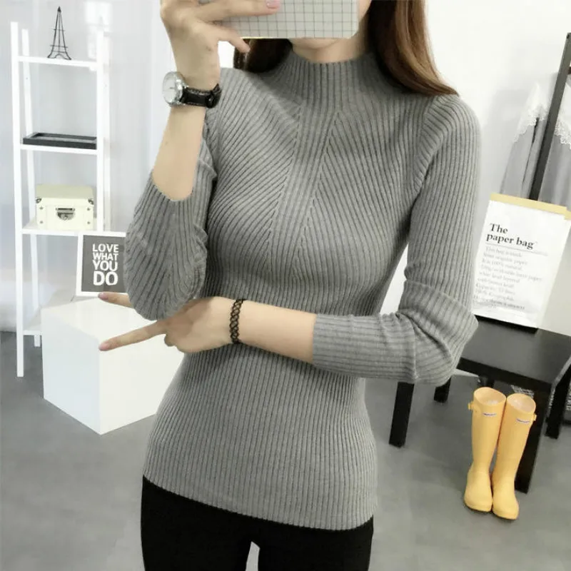 2017 Autumn Fashion Women Thin Sweater High Elastic Solid Turtleneck Sweater Women Slim Sexy