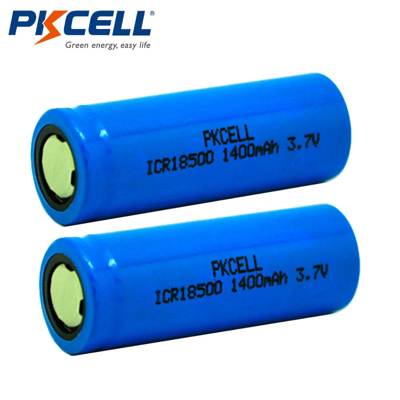 PKCELL batería recargable de iones de litio ICR 18500, 3,7 V, 1400mAh, 18500, 2 unids/lote ...