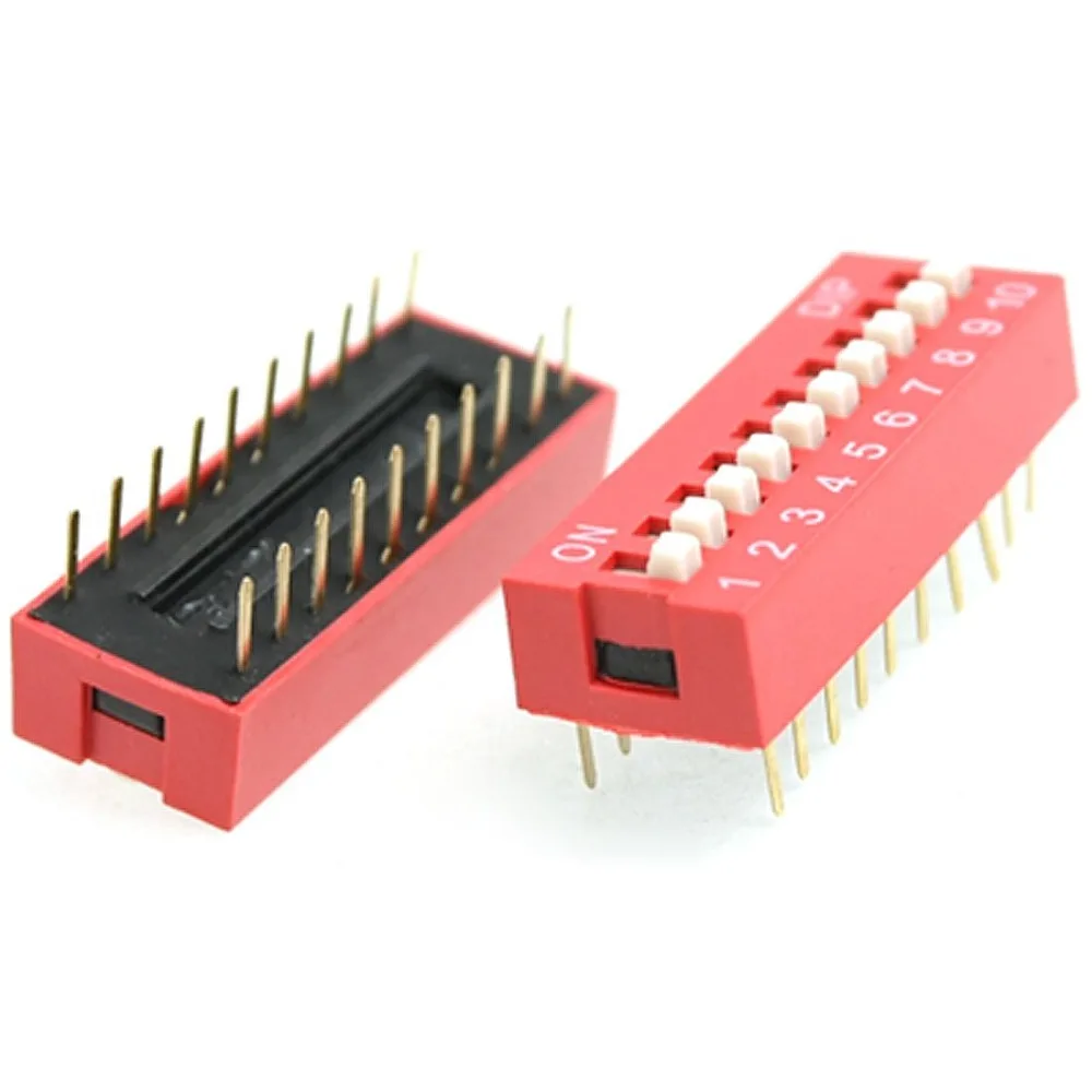 10pcs 10 Position 10Pin DIP Switch 2.54mm Pitch 2 Row 10P Slide DIP ...