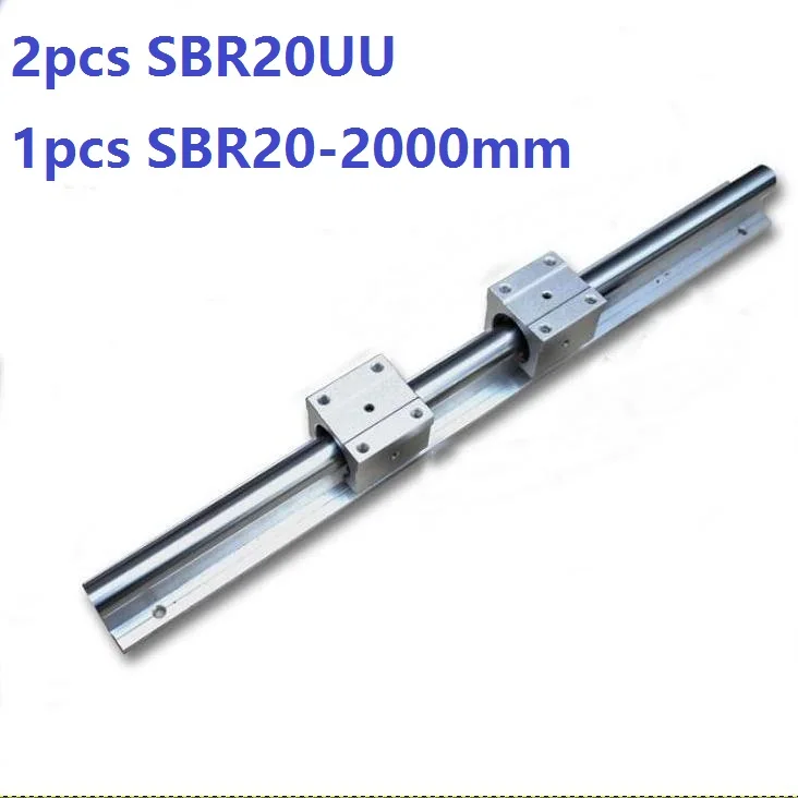 SBR20 2000mm 선형 레일 지원 가이드 + SBR20UU 선형 베어링 블록 1 개, cnc 라우터 부품 열기|선형가이드 ...