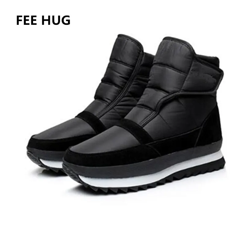Fee Hug Platform Men's Boots Keep Warm Male Fur Ankle Boots Snow Boot ...