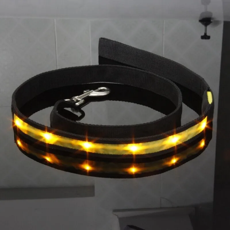 G37 Fashion Nylon 2.5CM Pet dog LED Light Leashes Black Ribbon 120CM ...