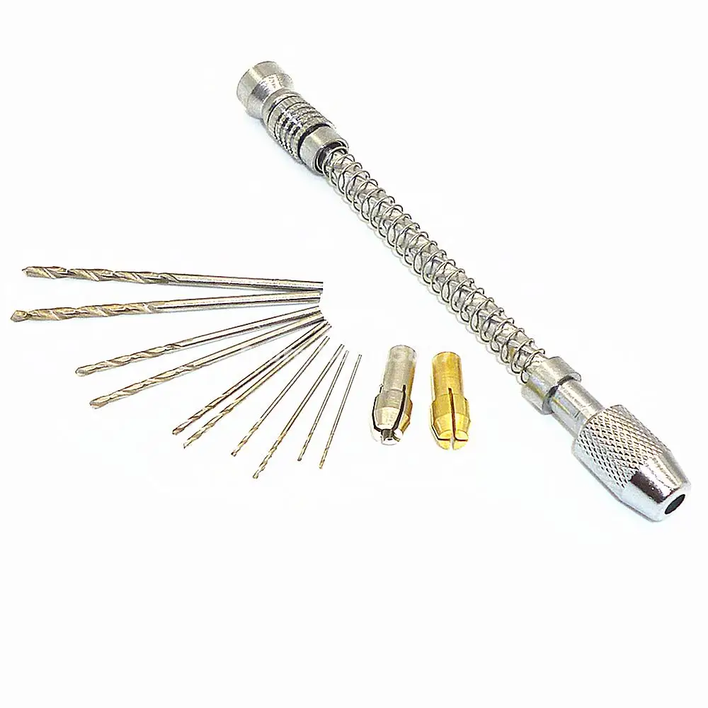 10pcs Hss Micro Twist Drill Bit Set 0.6mm 2mm & Mini Pin Vise Spiral ...