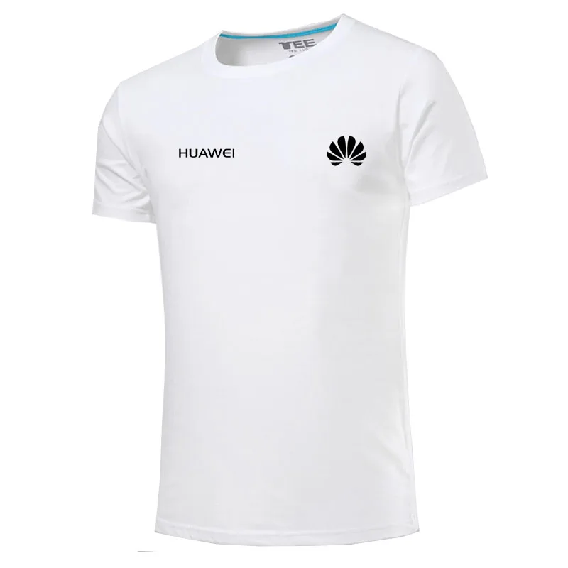 Huawei logo t shirt Tee Casual Top 100% cotton Short Sleeve Clothes t ...